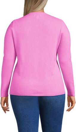 Lands End Kaschmir-Cardigan mit rundem Ausschnitt, Damen, Größe:48-50 plus, Pink, Kaschmir, by Lands End