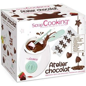 ScrapCooking Atelier Chocolat - Appareil Fondue &agrave; Chocolat avec Accessoires - Coffret 33 &Eacute;l&eacute;ments pour Fabrication Chocolats Maison, Soir&eacute;es Cr&ecirc;pes, Gaufres - Avec