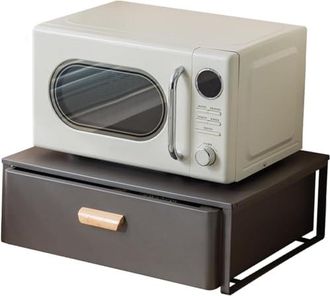 Generic Organisateur de comptoir de Cuisine avec tiroir Coulissant, Micro-Ondes, Coin caf&eacute; et Rangement, Acier au Carbone, Noir(40cm)