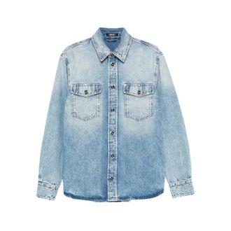 Versace Embellished Denim Overshirt - - Shirts - Herren - Blau - L