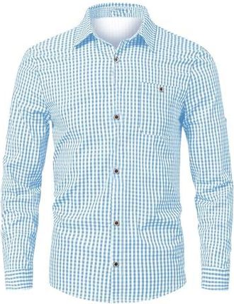 Generic Chemise boutonn&eacute;e pour homme, grande et haute, &agrave; manches longues, col &agrave; revers, chemises ray&eacute;es, l&eacute;g&egrave;rement ajust&eacute;e, chemise d&eacute;contract&eacute;e tendance, ha