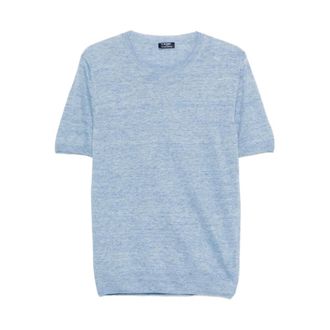 Barba Homme, Tops, Bleu, Taille: M T-shirt en lin
