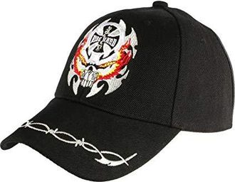 Nyls Cr&eacute;ation Casquette Biker Tete de Mort et Croix de Malte Ride Hard Baseball Motard - Homme