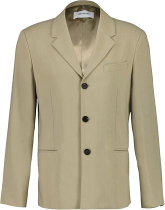 Ferragamo Homme, Vestes, Beige, Taille: M Blazer crois&eacute; en soie m&eacute;lang&eacute;e