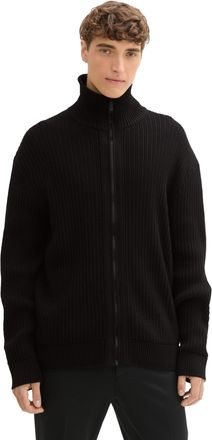 Tom Tailor Herren Relaxed Fit Strickjacke mit Reißverschluss, 29999 - Black, XL