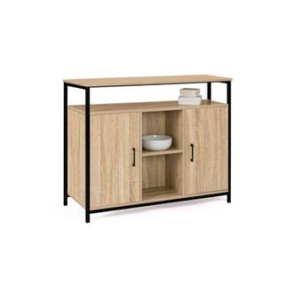 IDMarket 2-t&uuml;riges Sideboard 100 cm DETROIT mit Regalen Industriedesign