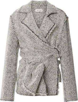 Alberta Ferretti Femme, Vestes, Gris, Taille: 36 FR Herringbone Wrap Jacket