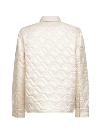 Moncler Womens Beige Quilted Padded Shirt Jacket Polyamide