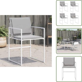 vidaXL Vidaxl - Gartenst&uuml;hle mit Kissen 4 Stk. Wei&szlig; Stahl und Textilene - Gartensaison - Gartenm&ouml;bel - Gartenst&uuml;hle - Esszimmerst&uuml;hle Im Freien - Outdoor