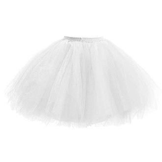 Generic Jupes en tulle multicouches pour fille - Jupe en maille - Taille haute - Style classique - Princesse - Costume de f&ecirc;te, blanc, taille unique