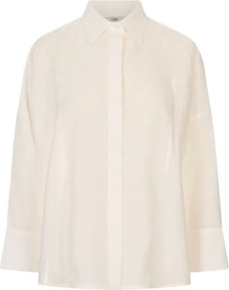 Fabiana Filippi Femme, Blouses et Chemises, Blanc, Taille: 40 FR Chemise Courte en Toile de Lin