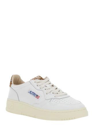 Autry Womens Leather Sneakers White Leopard Details Trainers