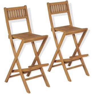 vidaXL Vidaxl - Tabourets pliables de bar dext&eacute;rieur 2 pcs Bois de teck solide