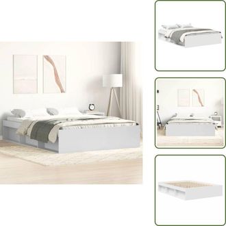 vidaXL The Living Store - Bettgestell Wei&szlig; 140x200 cm - Bettes Gestell - Doppelbett - Wei&szlig;es Bett - Massivholzbette - Holzbettrahmen