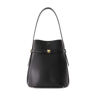 Toteme Womens Belted Cowhide Bucket Bag Black