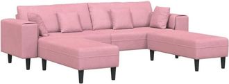 vidaXL Samt Sofa mit Kissen 3 pcs Rosa 208 cm Samt Vidaxl