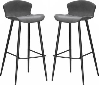 Generic Samt-Barhocker, Tresenhocker mit R&uuml;ckenlehne, Metallbeinen und Fu&szlig;st&uuml;tze, 66/76 cm hohe Hocker, gepolsterte K&uuml;chen- und Esszimmerst&uuml;hle