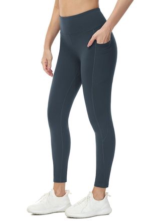 Baleaf Damen Thermo Leggings gef&uuml;tterte Winter Hose mit Teddy Fleece high Waist Winter wasserdichte Sporthose Grau XL