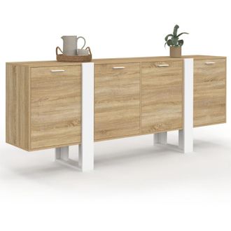 IDMarket Buffet enfilade 200 cm PHOENIX XXL 4 portes bois et blanc