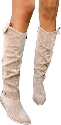 Onsoyours Femmes Elegant Longues Bottes au Genou à Talons Bloc Automne Hiver Mode Casual Chaussures Boots D Kaki 41 EU