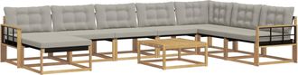 vidaXL Set Di Divani Da Esterno 9 Pz Bianco E Grigio Chiaro Vidaxl