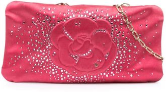 Chanel Hobo Bags - Satin Diamante Camellia Clutch with Chain - Gr. unisize - in Gold - f&uuml;r Damen