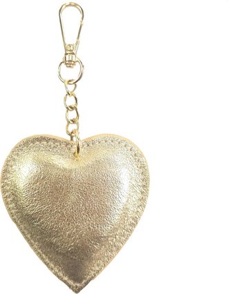 modamoda.de SA05 Leder Schl&uuml;sselanh&auml;nger, Taschenanh&auml;nger, handmade in Italy (Herz/Lightgold Metallic)