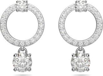 Swarovski Anneaux doreilles Attract, Taille ronde, Blanches, Métal rhodié