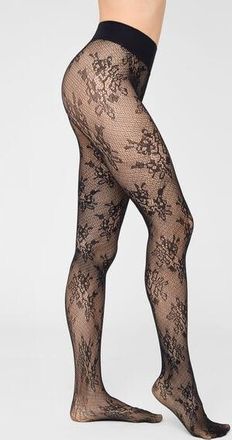 Calzedonia Strumpfhose Aus Blumenspitze Schwarz