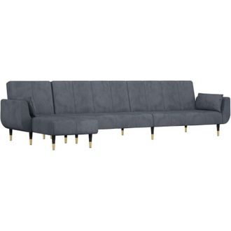 vidaXL Schlafsofa in L-Form Dunkelgrau 275x140x70 cm Samt vidaXL