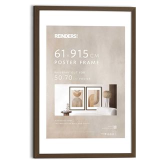 Reinders Bilderrahmen Poster 61x91,5cm, mit Passe-partout 50x70cm Nussbaum