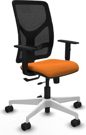 Piqueras y Crespo Verstellbarer Lendenwirbelstuhl mit 1D-Armlehnen, ausgestattet mit Syncro/Traslack und Schneideschaum, mit Rollen von 65 mm, Nylon, Schwarz/Orange