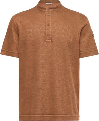 Moncler Moncler Polo En M&eacute;lange De Coton Et De Lin, Homme, Marron, Taille: 3xl