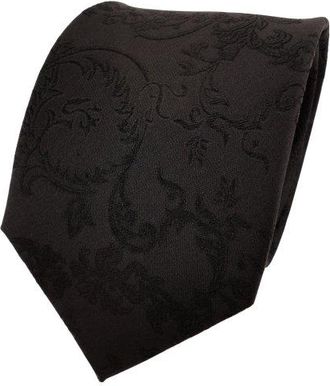 TigerTie Designer cravate en soie noir anthracite à motifs - cravate en soie