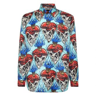 Philipp Plein Silk Dandy Shirt Love Tattoo - - Shirts - Herren - Mehrfarbig - 2XL