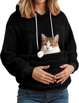Generic Sweat a Capuche Femme Pull pour Chat avec Grande Poche Sweat Kangourou Chat Manches Longues Sweat-Shirts Femme Chien Titulaire Transporteur Pochette p