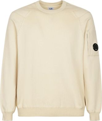 C.P. Company C.p. Company, Homme, Sweatshirts et sweats &agrave; capuche, Beige, Taille: S Cotton Sea Island Crewneck Lens Knit