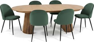 ebuy24 Tokyo Essgruppe Esstisch (Natur Esstisch + Grünem Velours)