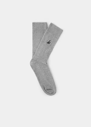 Mango Chaussettes coton broderie animal gris chin&eacute; clair - Homme - 40-42 - MANGO MAN
