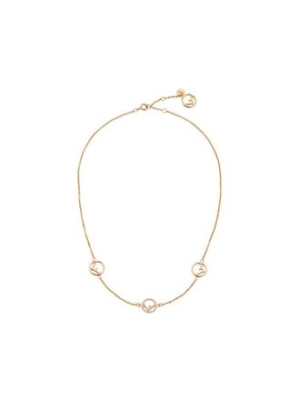 Fendi short logo charm necklace - M&eacute;tallis&eacute;