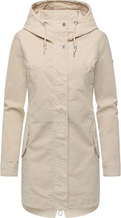 Ragwear Cannas Cordy YOUMODO - Veste mi-saison longue pour femme - Aspect velours doux - Avec capuche r&eacute;glable, poches poitrine et cordon de serrage &agrave; la tail