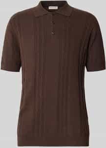 Redefined Rebel Slim Fit Strick-Poloshirt mit Zopfmuster Modell Miller