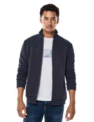 Street One Men Herren Sweatjacke mit Materialmix