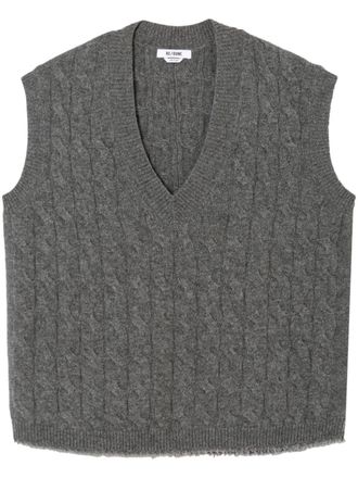 Re/Done gilet en maille torsad&eacute;e - Gris