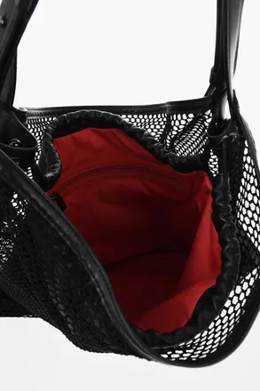 Christian Louboutin Perforated-Fabric Shoulder Bag With Leather Trims Christian Louboutin