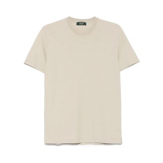 Zanone Beiger Rundhalsausschnitt Kurzarm T-shirt - - Tops - Herren - Beige - 2XL