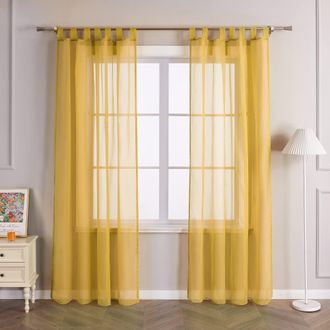 Joyswahl Gardine Uni Voile Vorhang mit Schlaufen »Julia« Dekoschal Fenster Schal BxH 140x145cm Orange 1er Pack