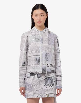 Moschino Chemise en popeline de coton imprim&eacute;e - Blanc