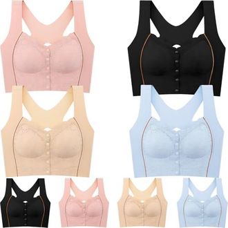 Generic Soutien-gorge pour femme avec fermeture sur le devant, soutien-gorge puissant et confortable, correcteur de posture, 4 pi&egrave;ces - A, XL