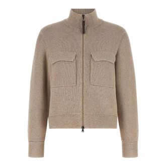 Brunello Cucinelli Strickjacke mit Paillettenbesatz - - Knitwear - Damen - Beige - L